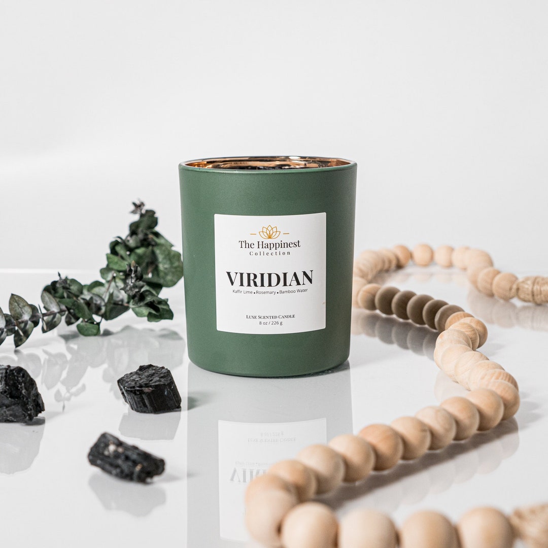 Viridian Candle Luxury Candle Crystal Candle Candle - Etsy