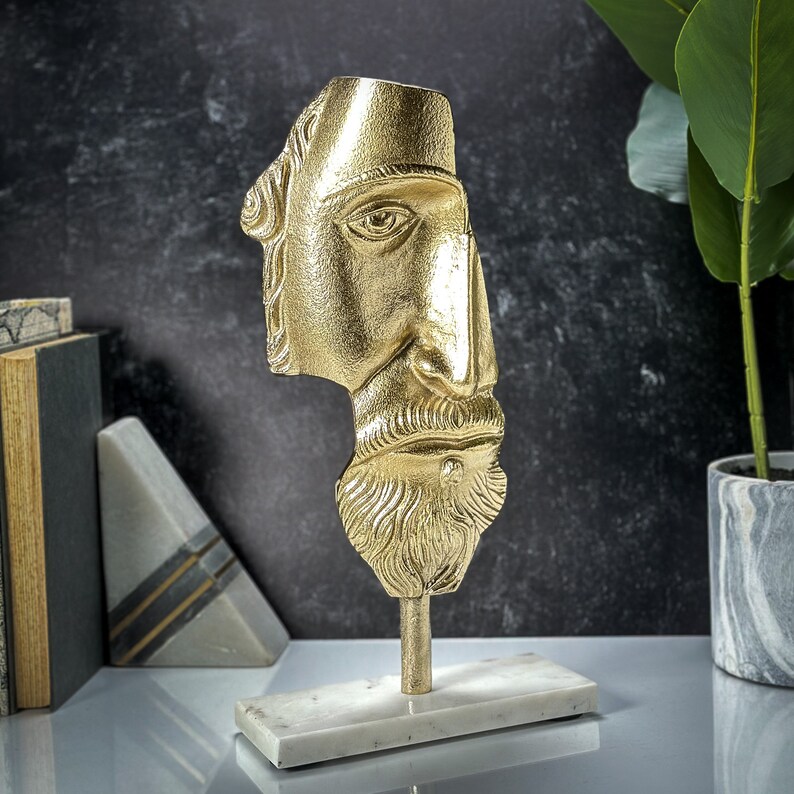 Male Gold Half Face Modern Art Statue Abstract Sculpture - Etsy