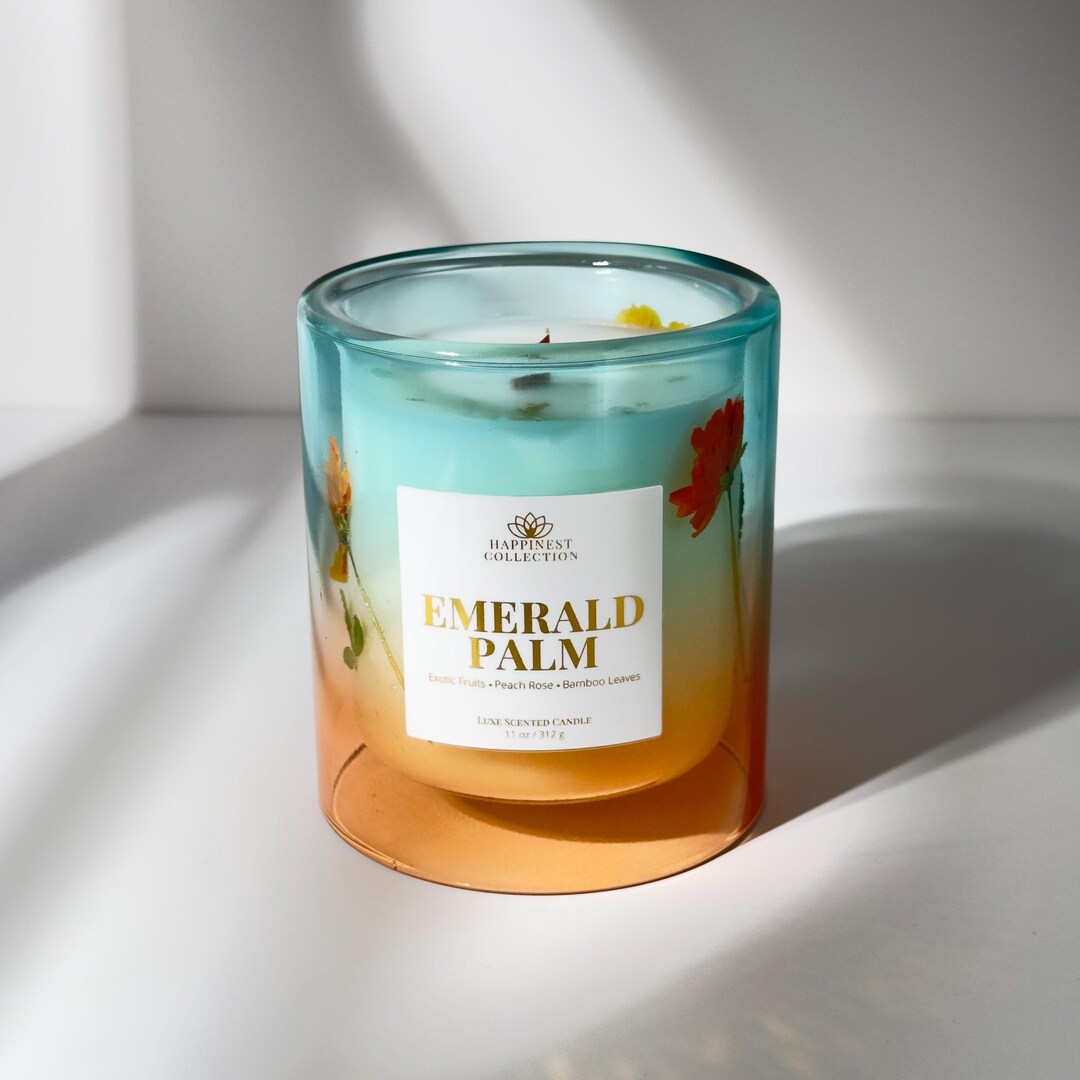 Emerald Palm Scented Candle: Exotic Fruits & Floral Decor, 11oz - Etsy