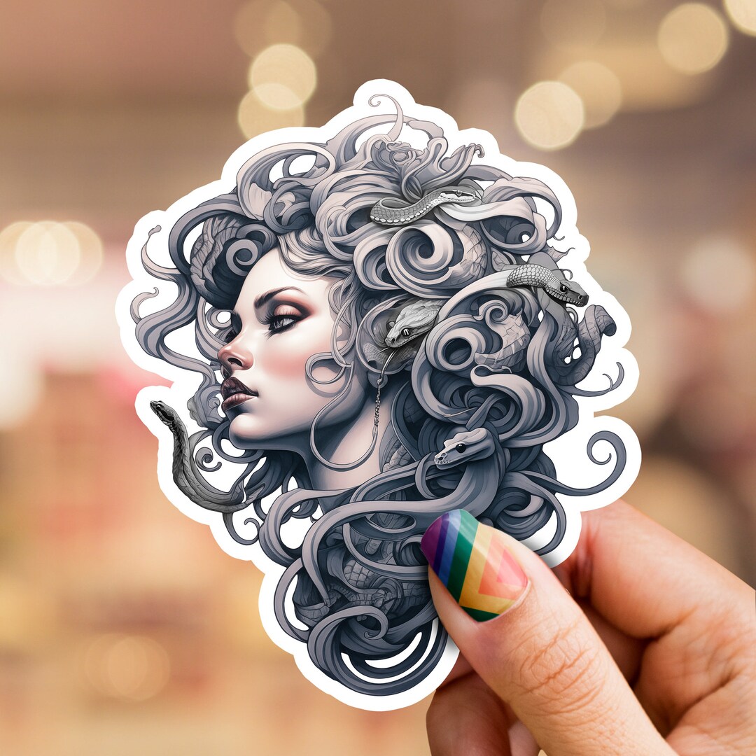 Medusa Sticker, Medusa Snake Sticker, Snake Sticker, Mythical Decal ...
