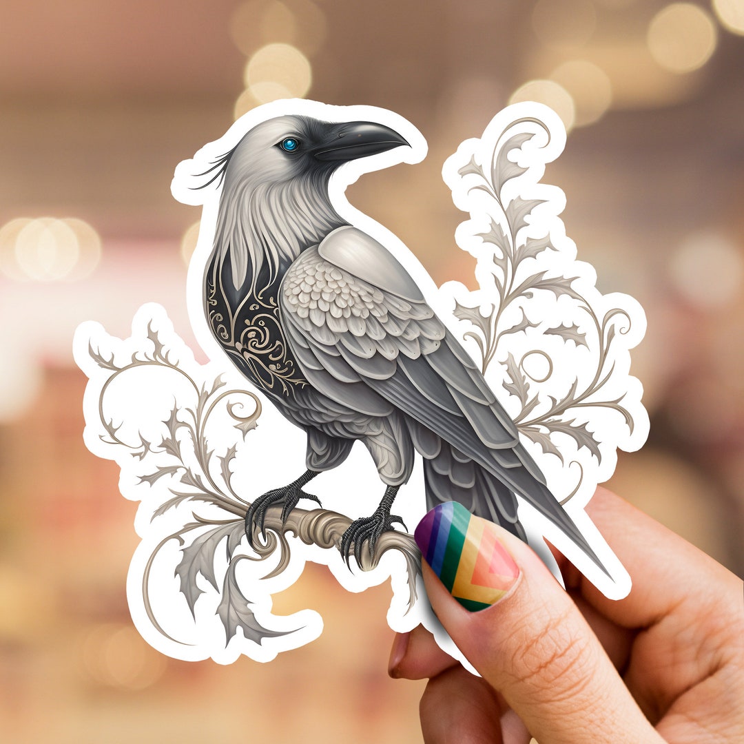 White Crow Sticker, Crow Sticker, Crow Sticker, White Bird Sticker ...