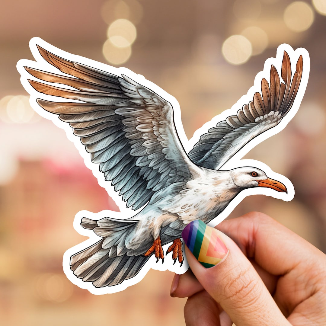 Seagull Sticker, Seagull in Flight Decal, Coastal Inspired Sticker ...