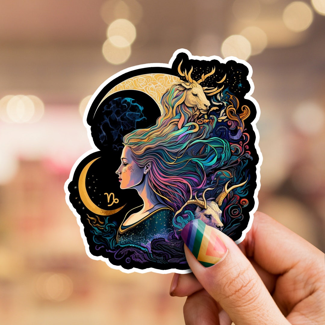 Capricorn Sticker, Witchy Capricorn Goddess Sticker, Waterproof ...