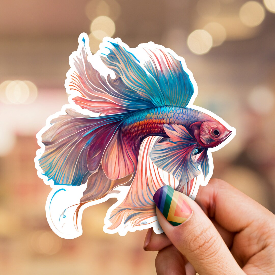 Siamese Fighting Fish Sticker, Sticker for Water Bottle, Laptop Sticker ...