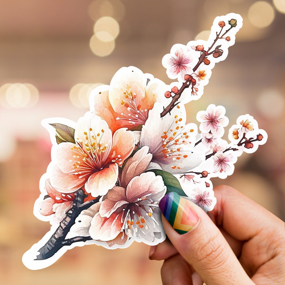 Cherry Blossom Sticker, Flower Sticker, Cherry Blossom, Flower, Laptop ...