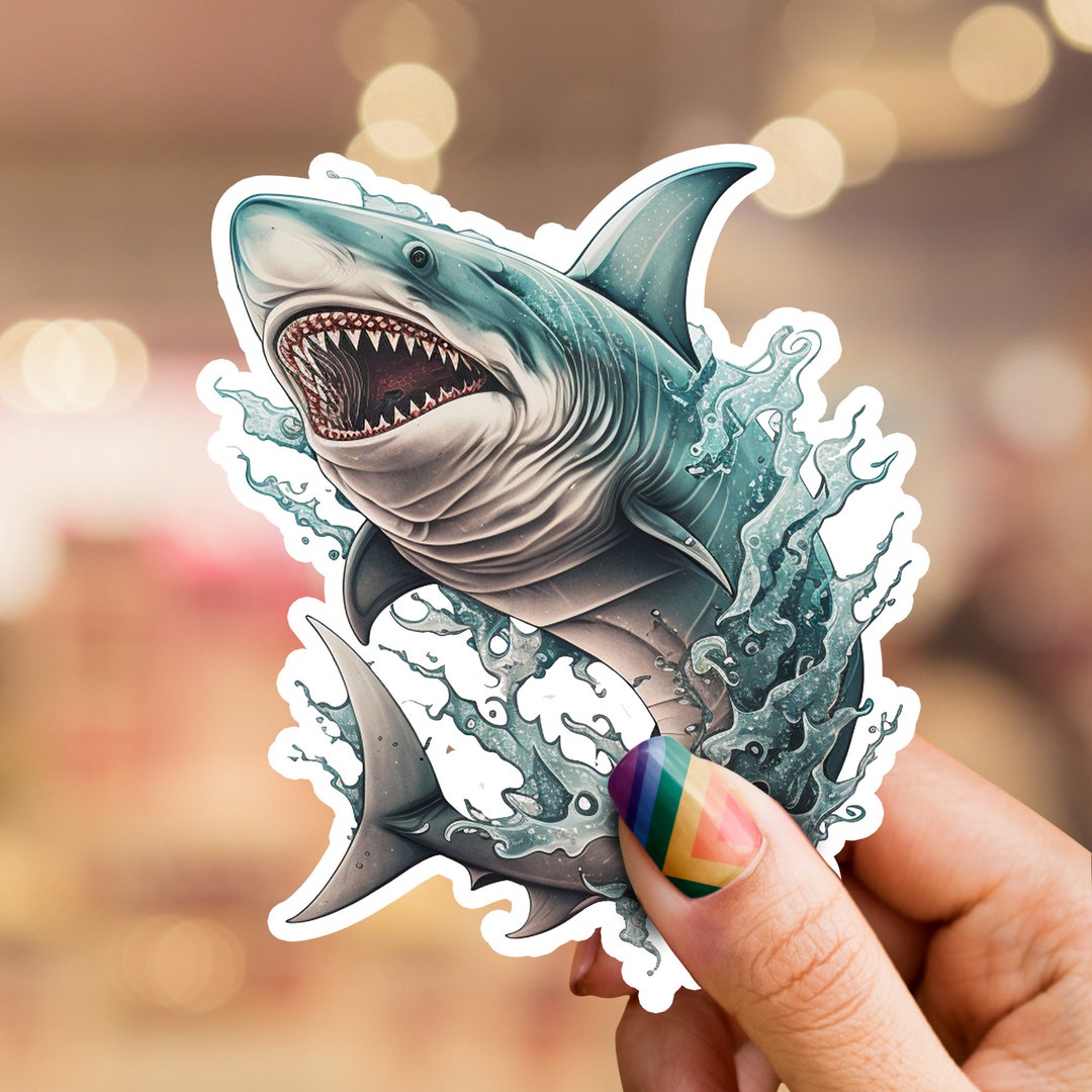 Shark Sticker, Shark, Fish Sticker, Sticker, Laptop Sticker, Phone ...
