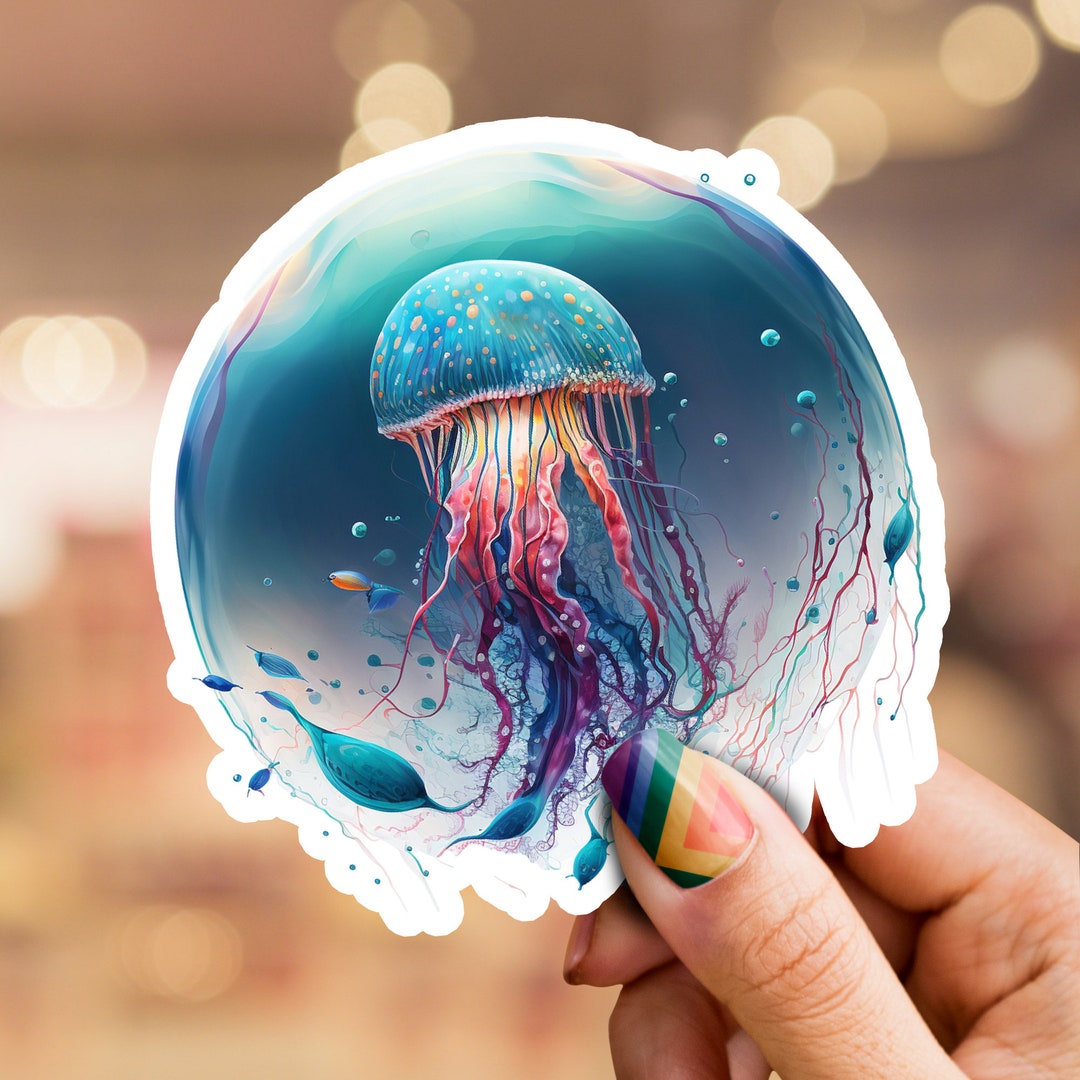 Jellyfish Sticker, Sticker, Ocean Sticker, Nature Sticker, Laptop ...