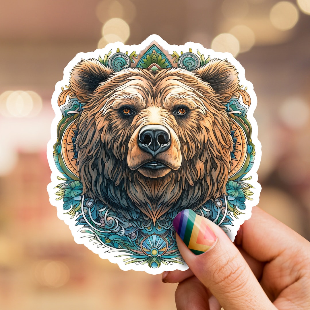 Grizzly Bear Sticker, Bear Sticker, Grizzly Sticker, Laptop Sticker ...