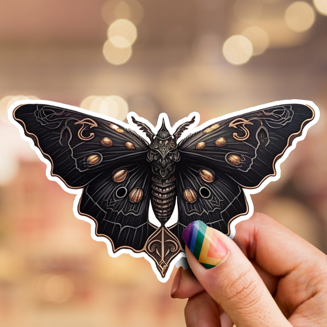 Black Moth Sticker, Moth Sticker, Gothic Sticker, Insect Sticker ...