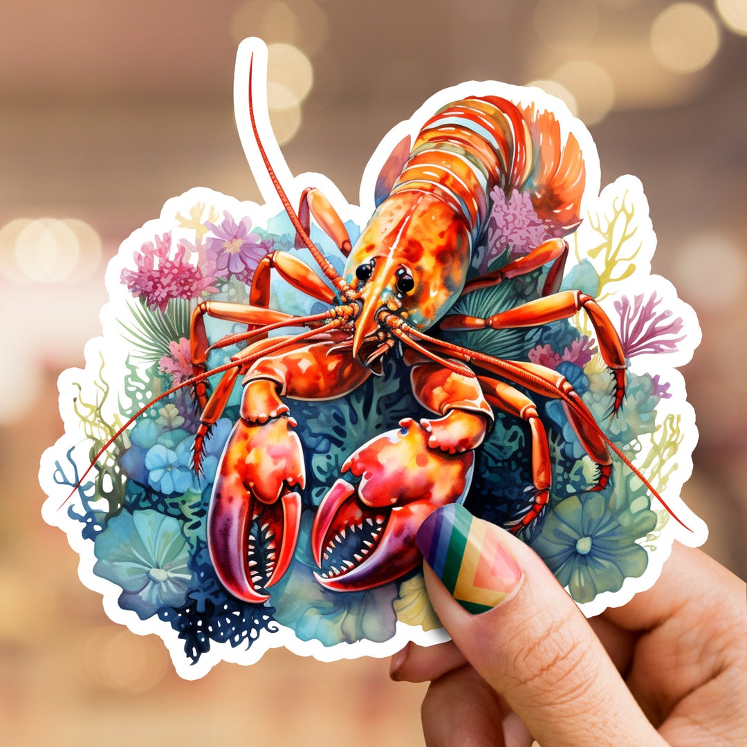 Lobster Sticker, Lobster Art, Marine Life Sticker, Laptop Sticker ...