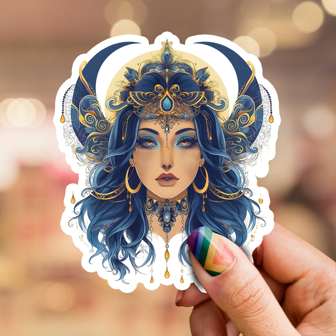 Night Sky Goddess Sticker, Goddess Sticker, Sky-themed Sticker, Moon ...