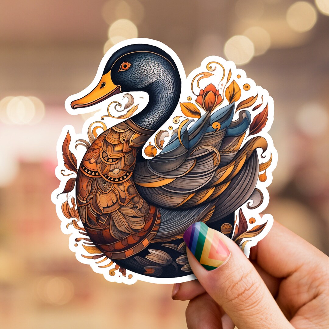 Duck Sticker, Mallard Duck Sticker, Bird Sticker, Laptop Sticker, Water ...