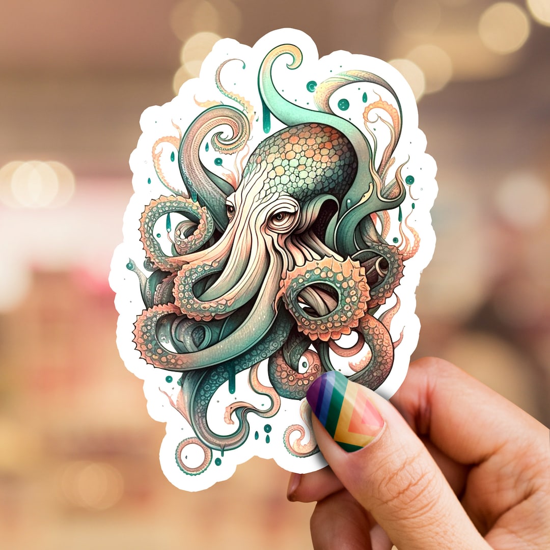 Octopus Sticker, Octopus, Sticker, Sea Creature Sticker, Fish Sticker ...