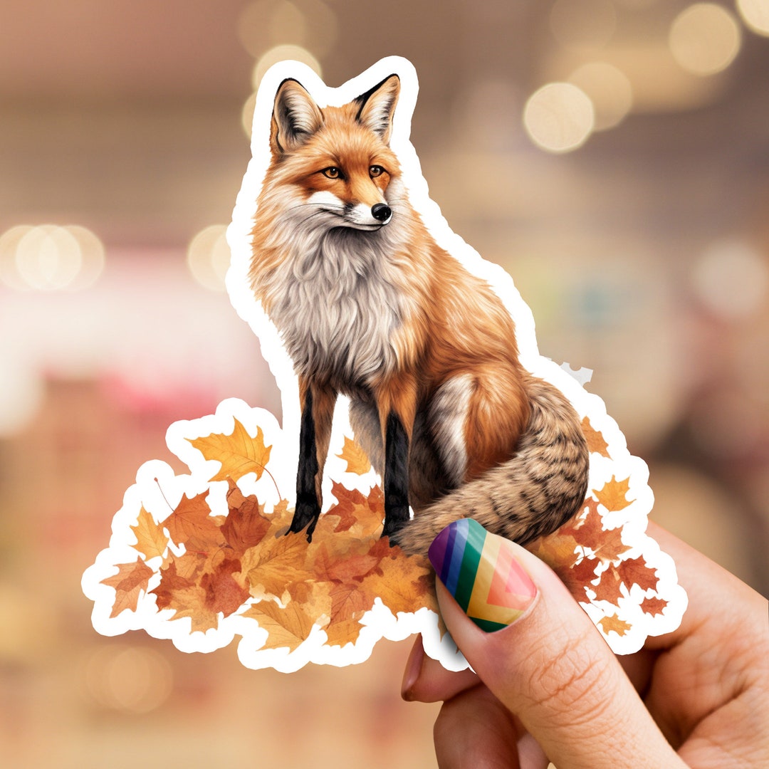 Fox Sticker, Fox Lover, Fall Leaves Sticker, Animal Sticker, Nature ...