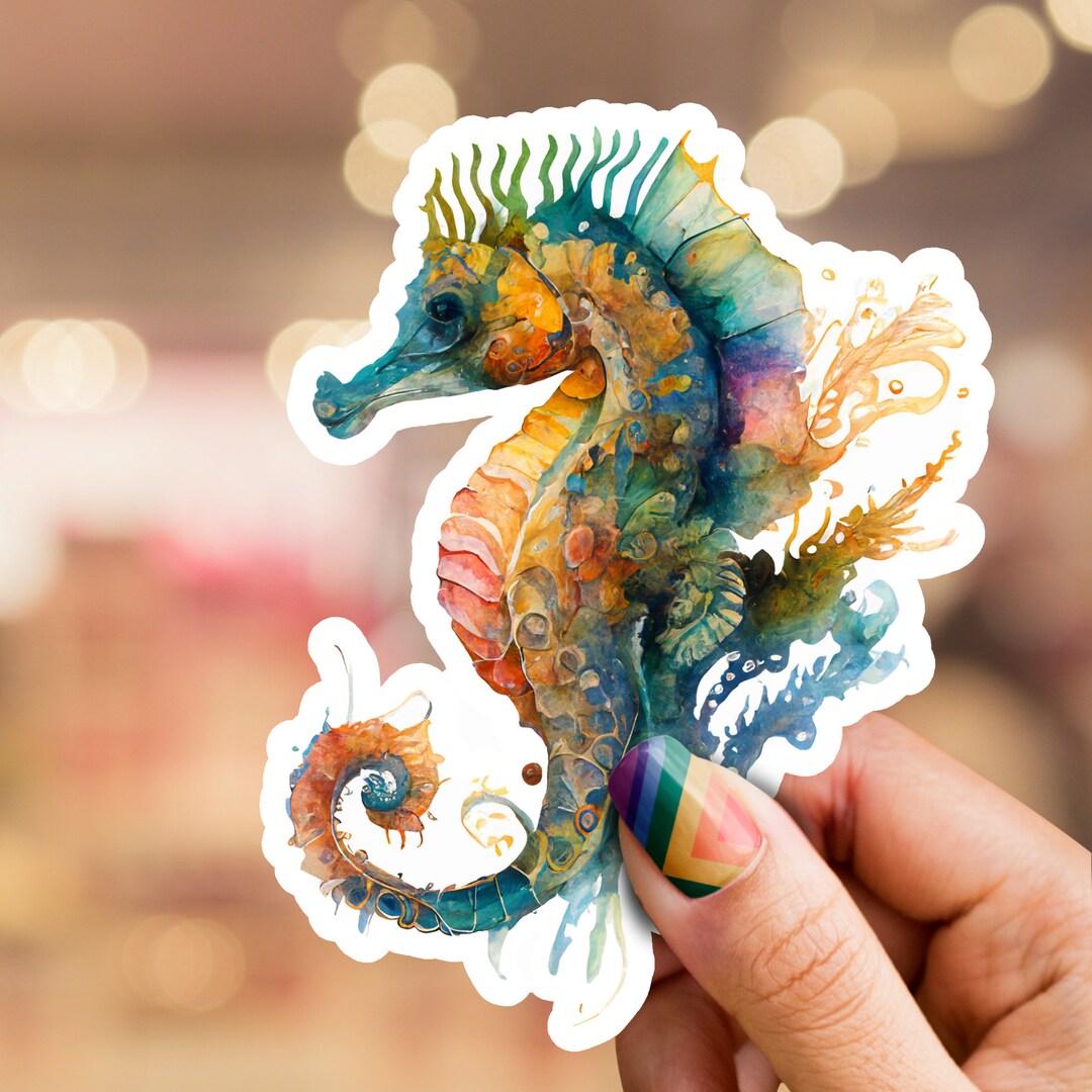Seahorse Sticker, Seahorse, Laptop Sticker, Phone Sticker, Seahorse ...