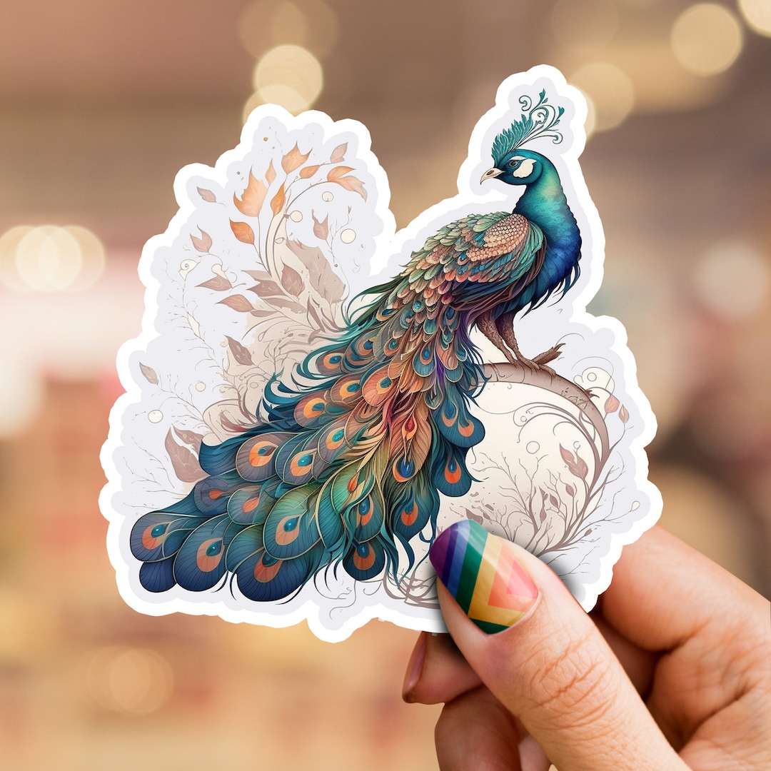 Peacock Sticker, Peacock, Bird Sticker, Wildlife Sticker, Bird Lover ...