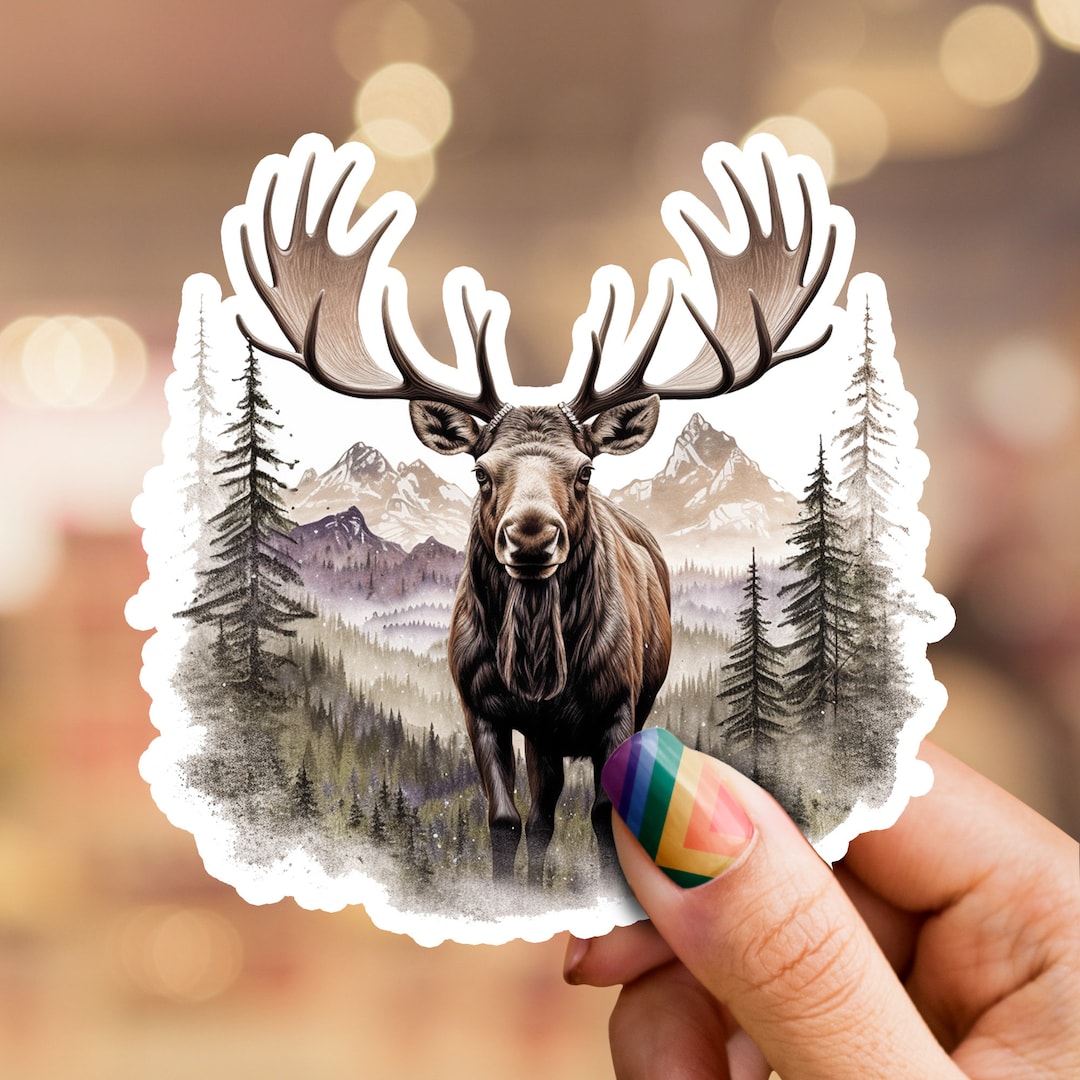 Moose Sticker, Wildlife Sticker, Moose Decor, Outdoor Sticker, Laptop ...