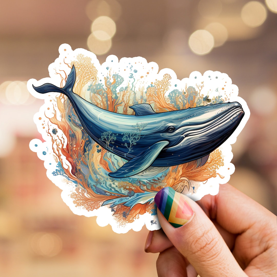 Whale Sticker, Blue Whale Sticker, Humpback Whale Sticker, Phone ...