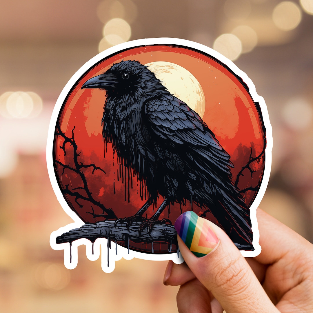 Raven Sticker, Raven, Sticker, Bird Sticker, Dark Sticker, Gothic ...