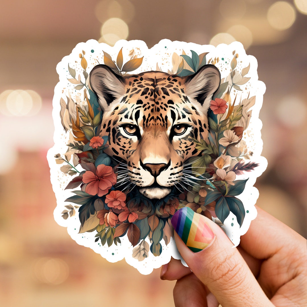 Leopard Sticker, Floral Leapard Sticker, Floral Sticker, Floral Safari ...