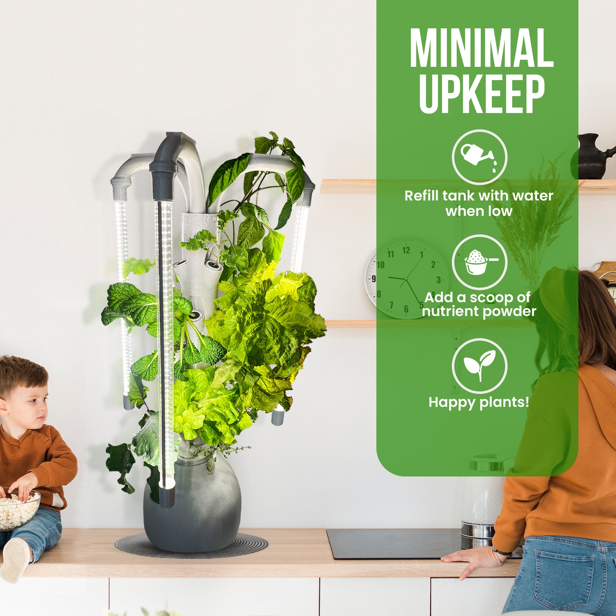 The Hydro Tower® Hydroponic Tower With Integrated Lighting and Watering ...