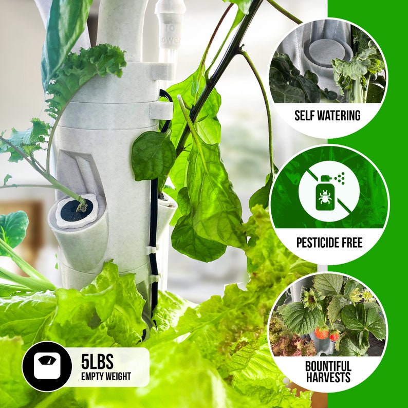The Hydro Tower® Hydroponic Tower With Integrated Lighting and Watering ...