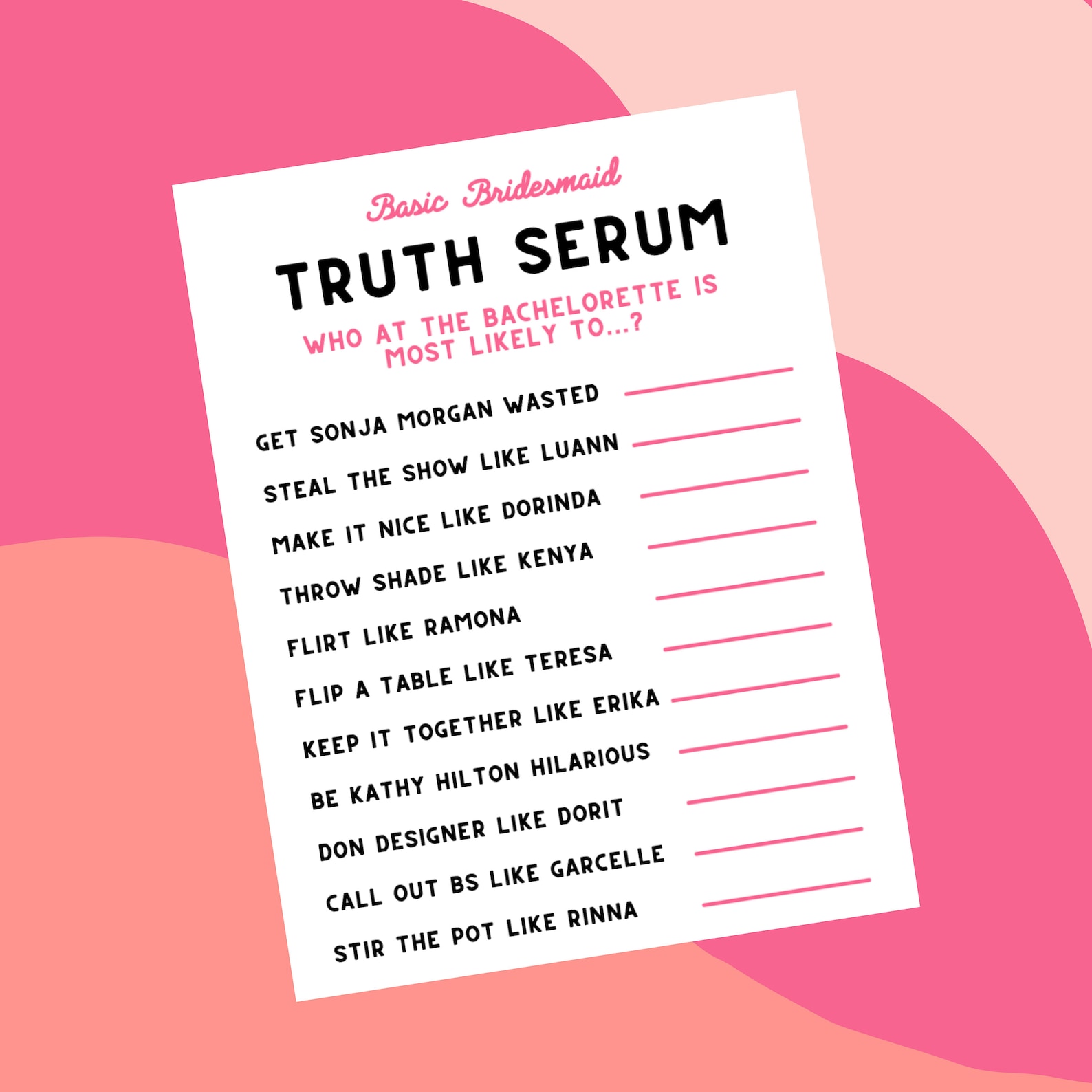 Real Housewives Bachelorette Party Game Pack [digital Downloads] - Etsy