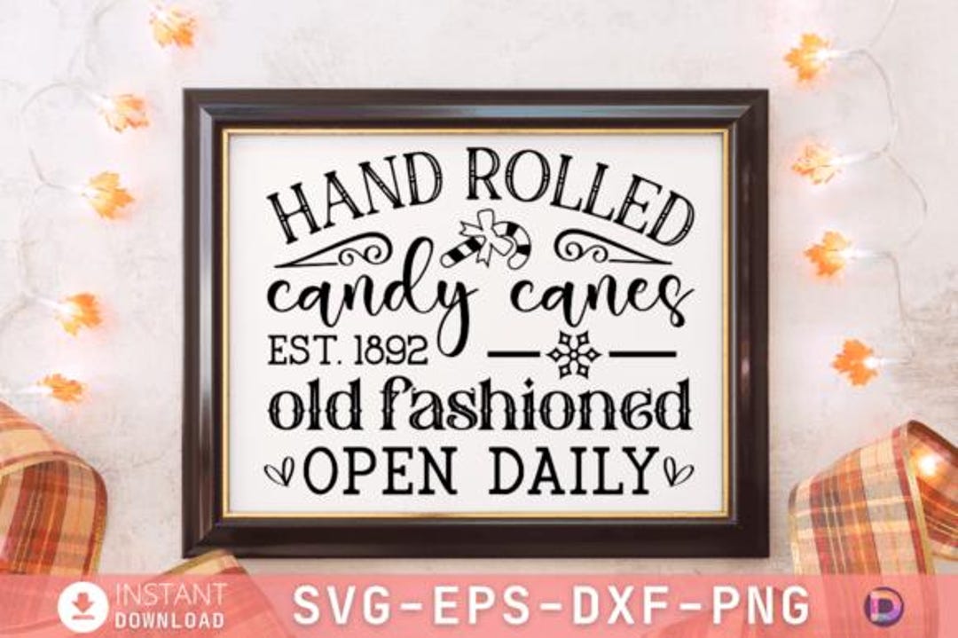 Hand Rolled Candy Canes SVG, Vintage Sig - Etsy