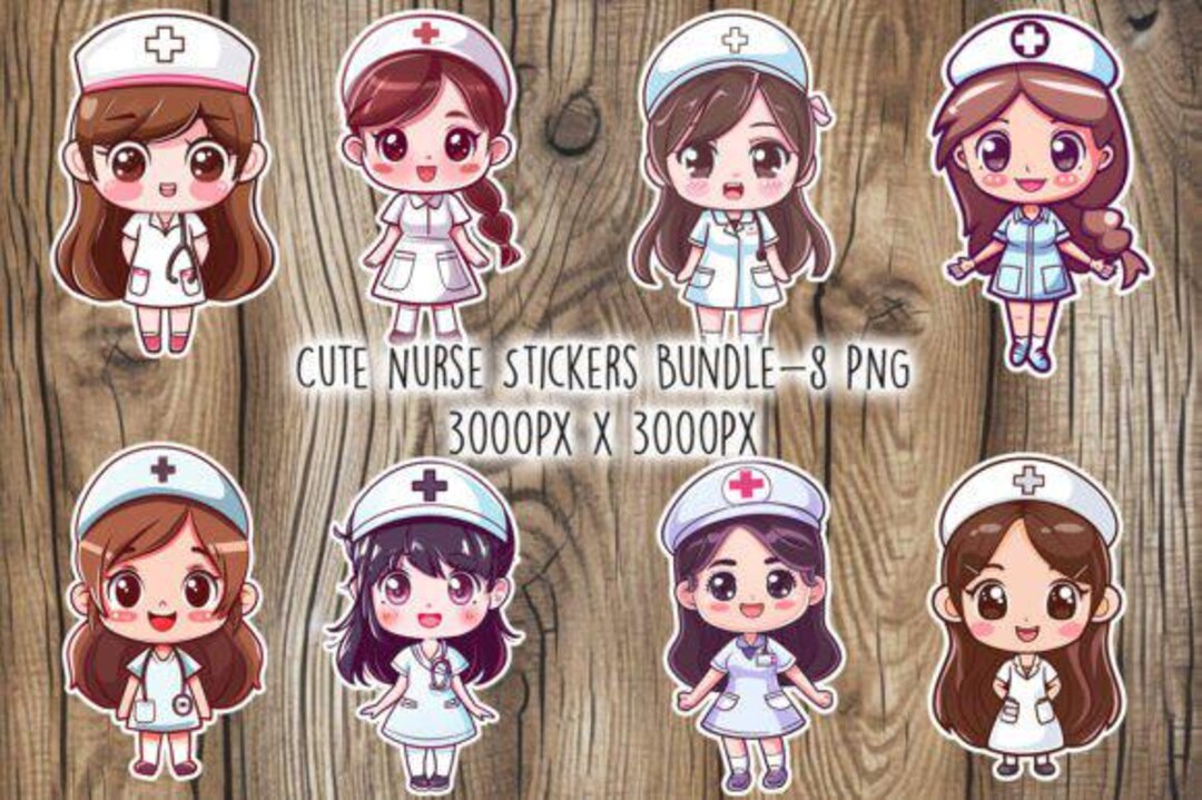 Cute Nurse Sticker Bundle 8 PNG - Etsy