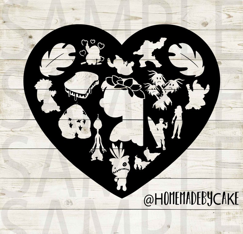 Lilo and Stitch Lilo Clipart Silhouette Bundle Heart and - Etsy