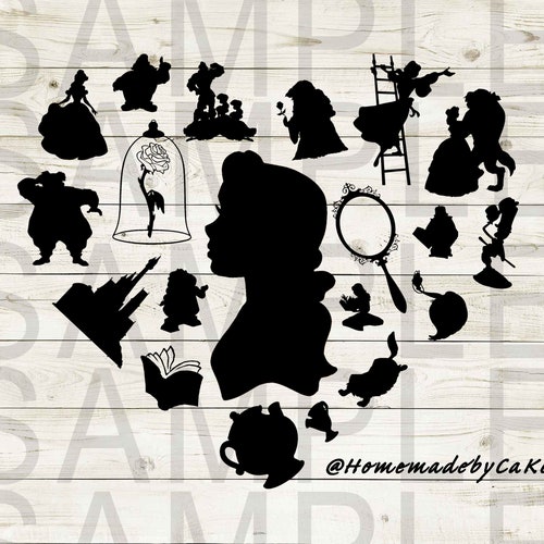 Cinderella Clipart Silhouette Heart Design Artwork Instant - Etsy