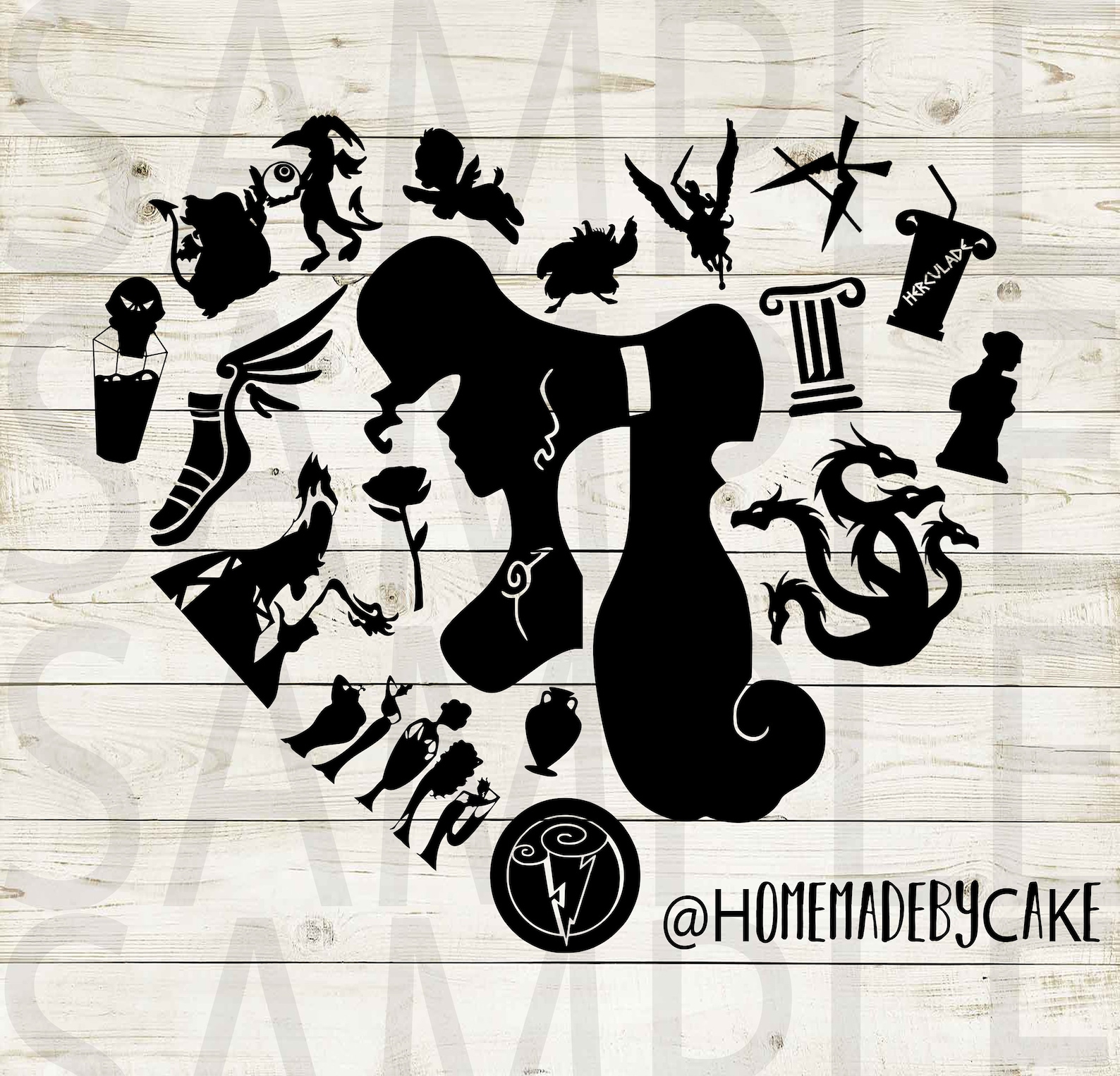 Hercules | Megara Clipart Silhouette | Heart Design Artwork | Instant ...