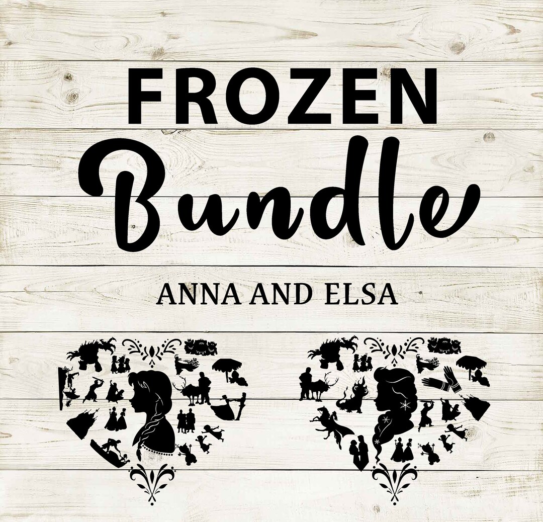 Frozen Bundle | Anna and Elsa Clipart Silhouette | Heart Design Artwork ...