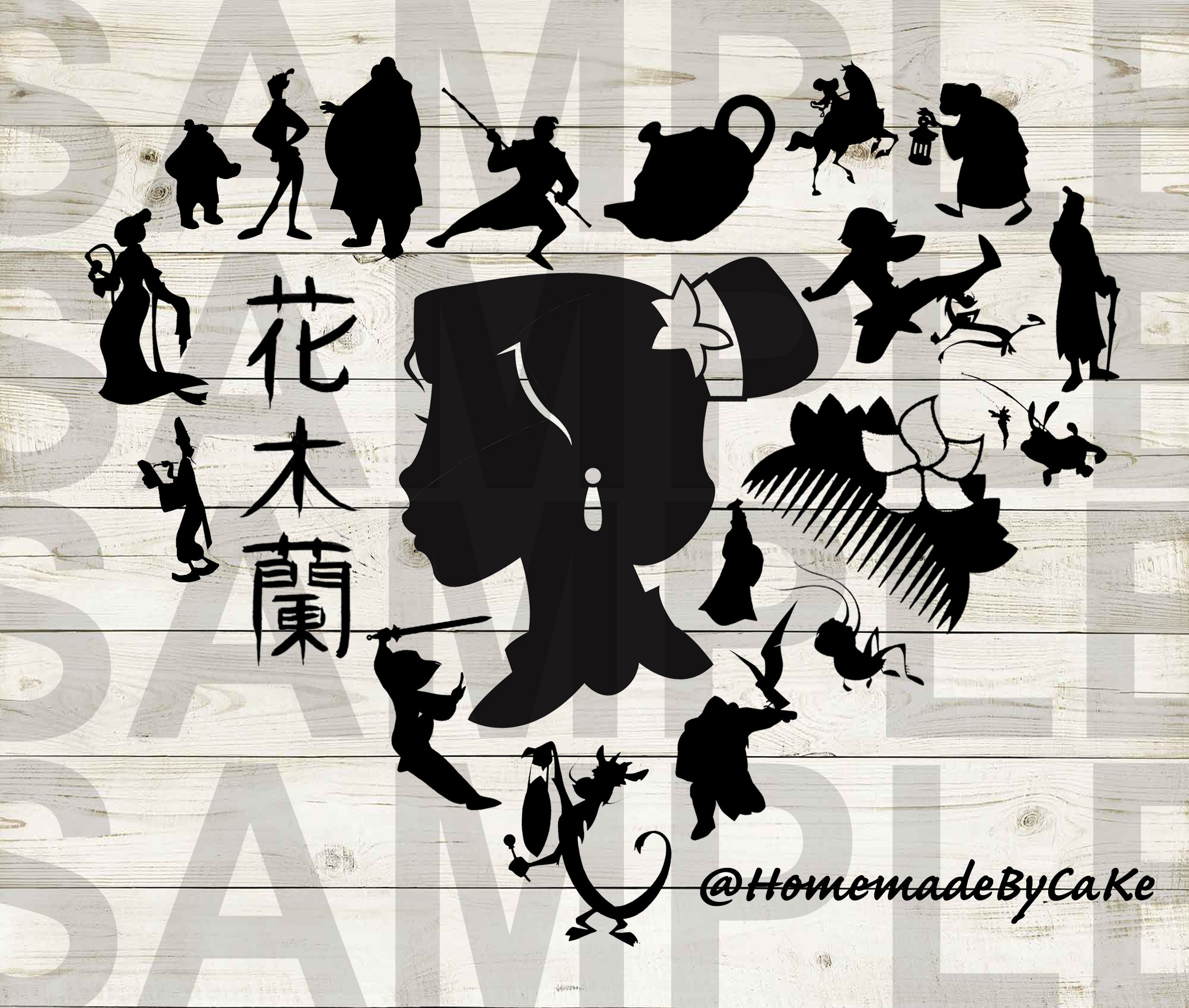 Mulan Clipart Silhouette Heart Design Artwork Instant Digital Download ...