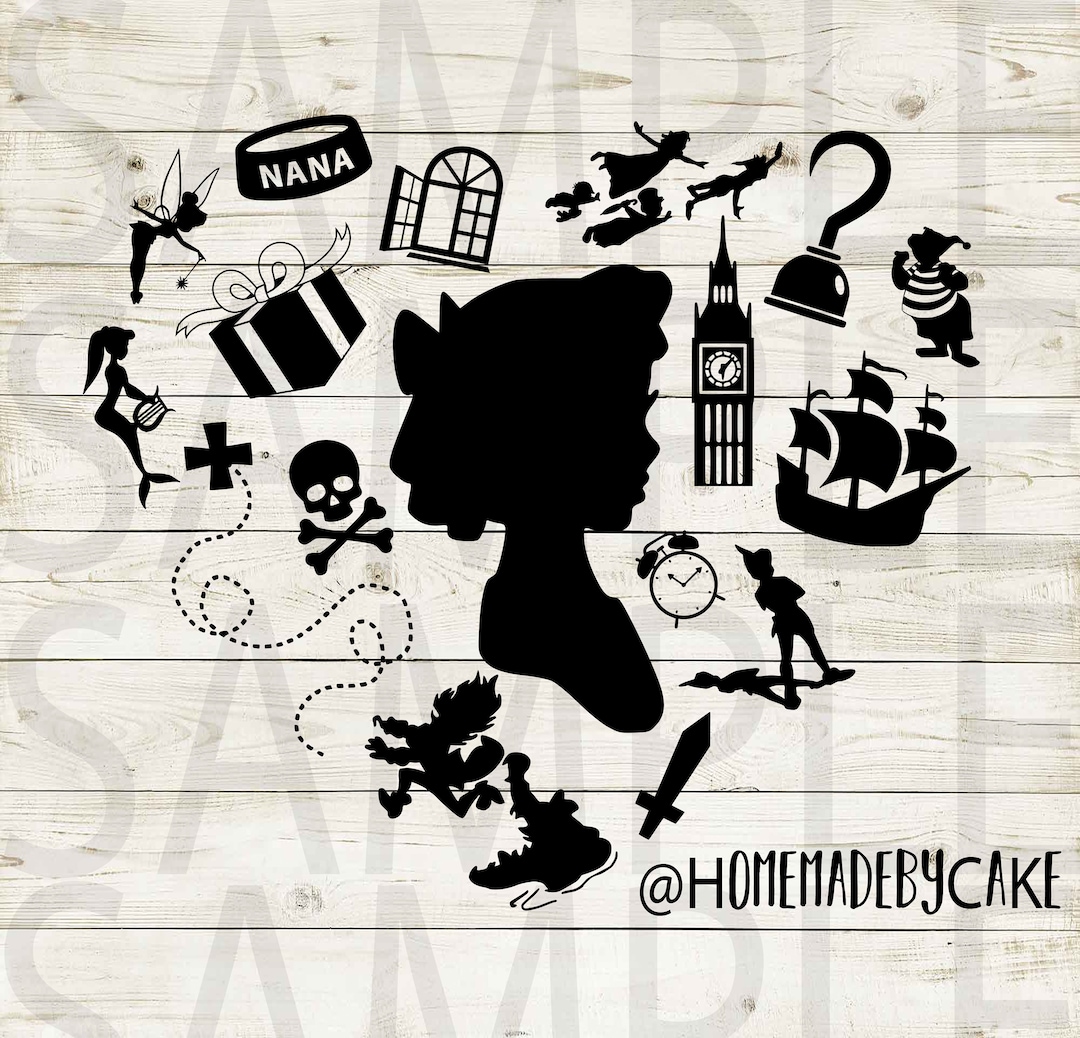 Peter Pan Wendy Clipart Silhouette Heart Design Artwork Instant Digital Download Jpg Png Pdf Svg ...