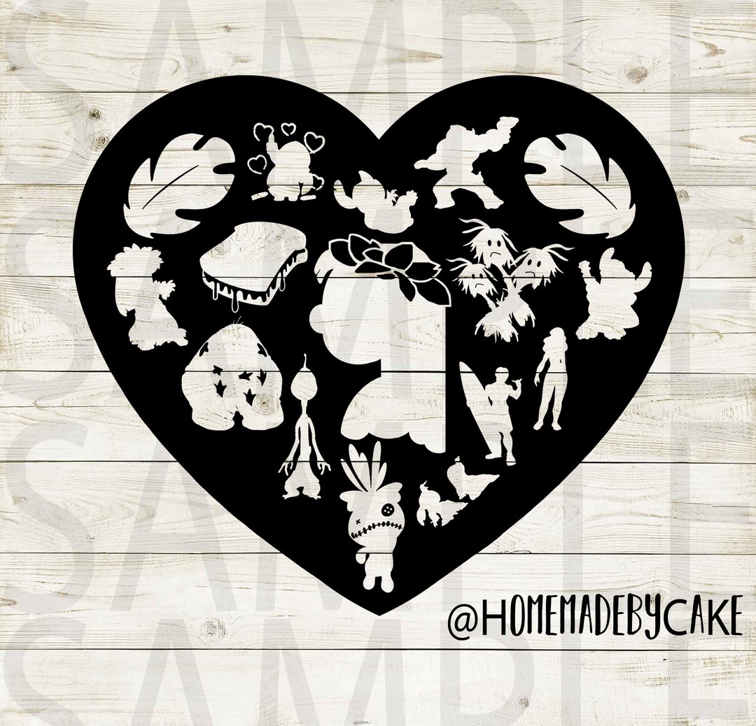 Lilo and Stitch | Lilo Clipart Silhouette | Cutout Heart Shape Design ...