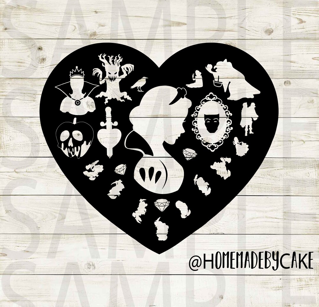 Snow White Clipart Silhouette | Cutout Heart Design Artwork | Instant ...
