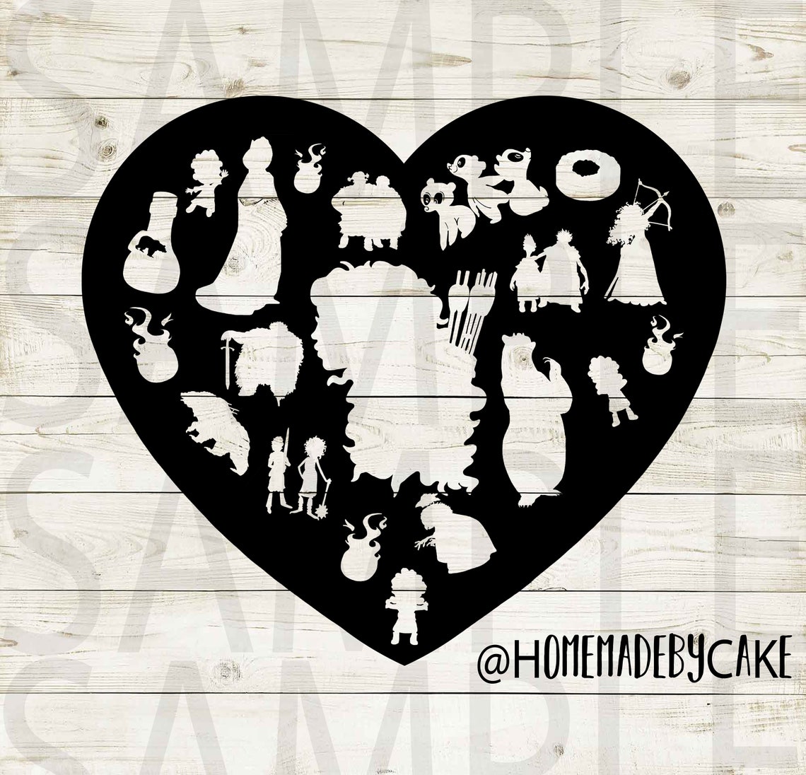 Brave Merida Clipart Silhouette Bundle Heart and Cutout - Etsy