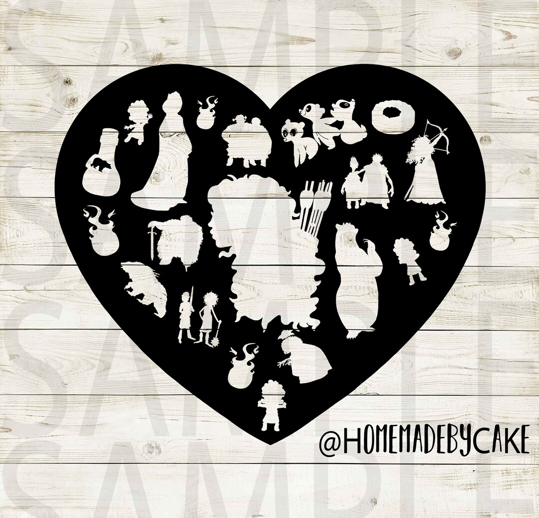 Brave | Merida Clipart Silhouette | Cutout Heart Design Artwork ...