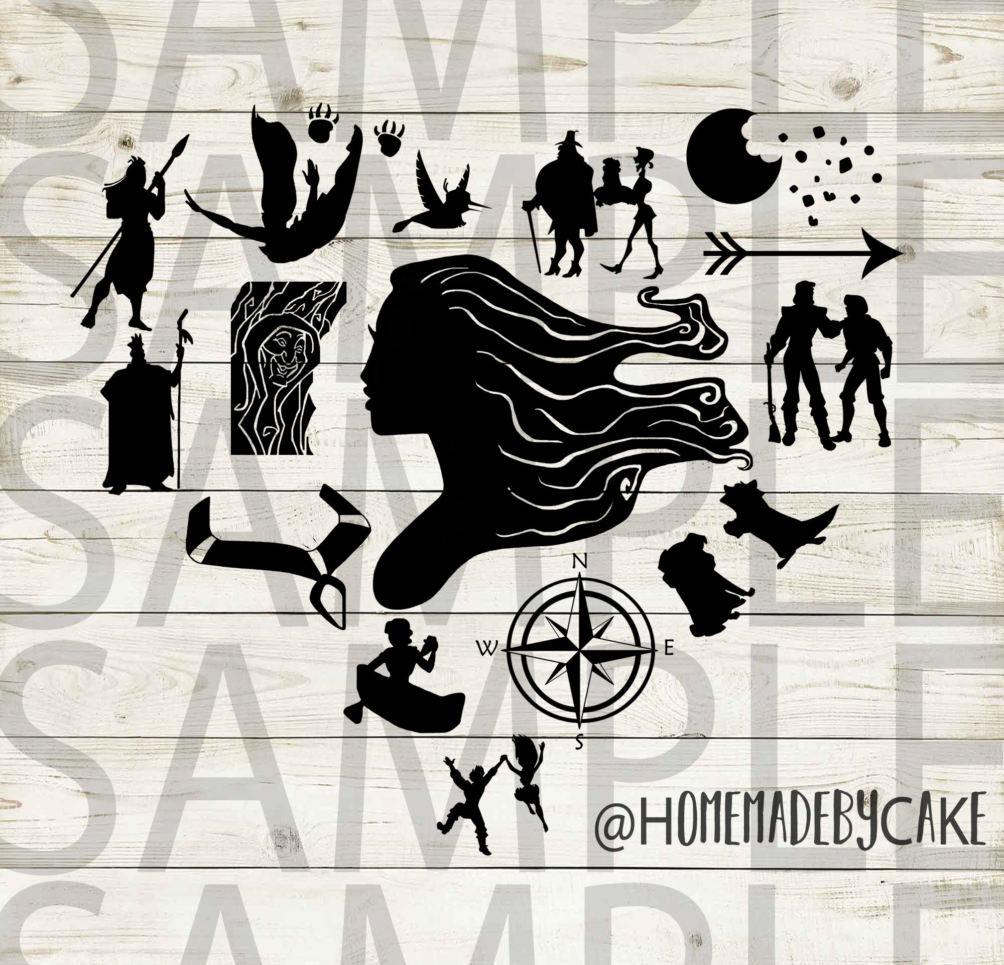 Pocahontas Clipart Silhouette Heart Design Artwork Instant Digital ...