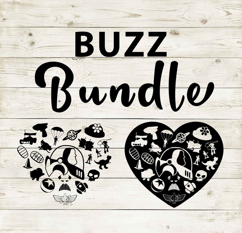 Toy Story Buzz Lightyear Clipart Silhouette Bundle Heart and Cutout ...