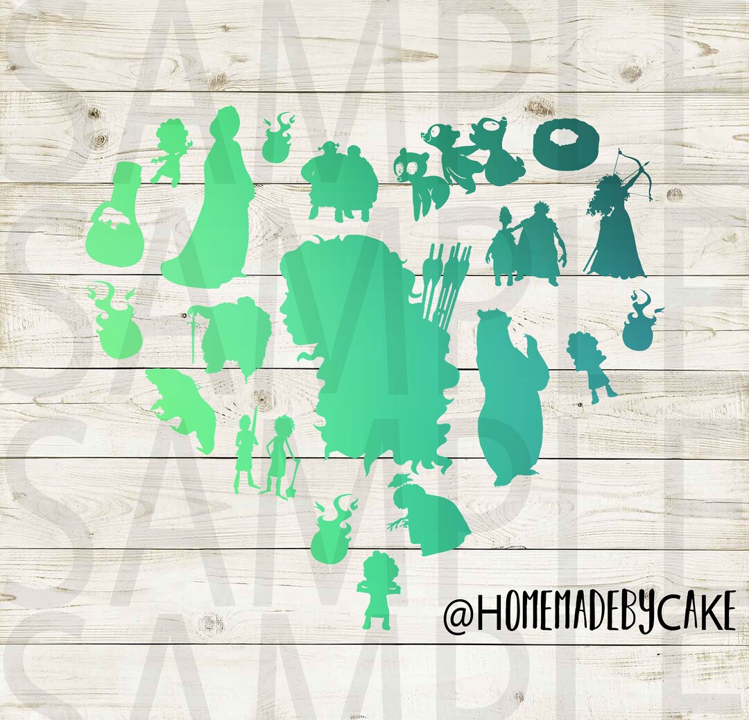 Brave | Merida Clipart Multicolor Heart Silhouette Logo Design Artwork ...