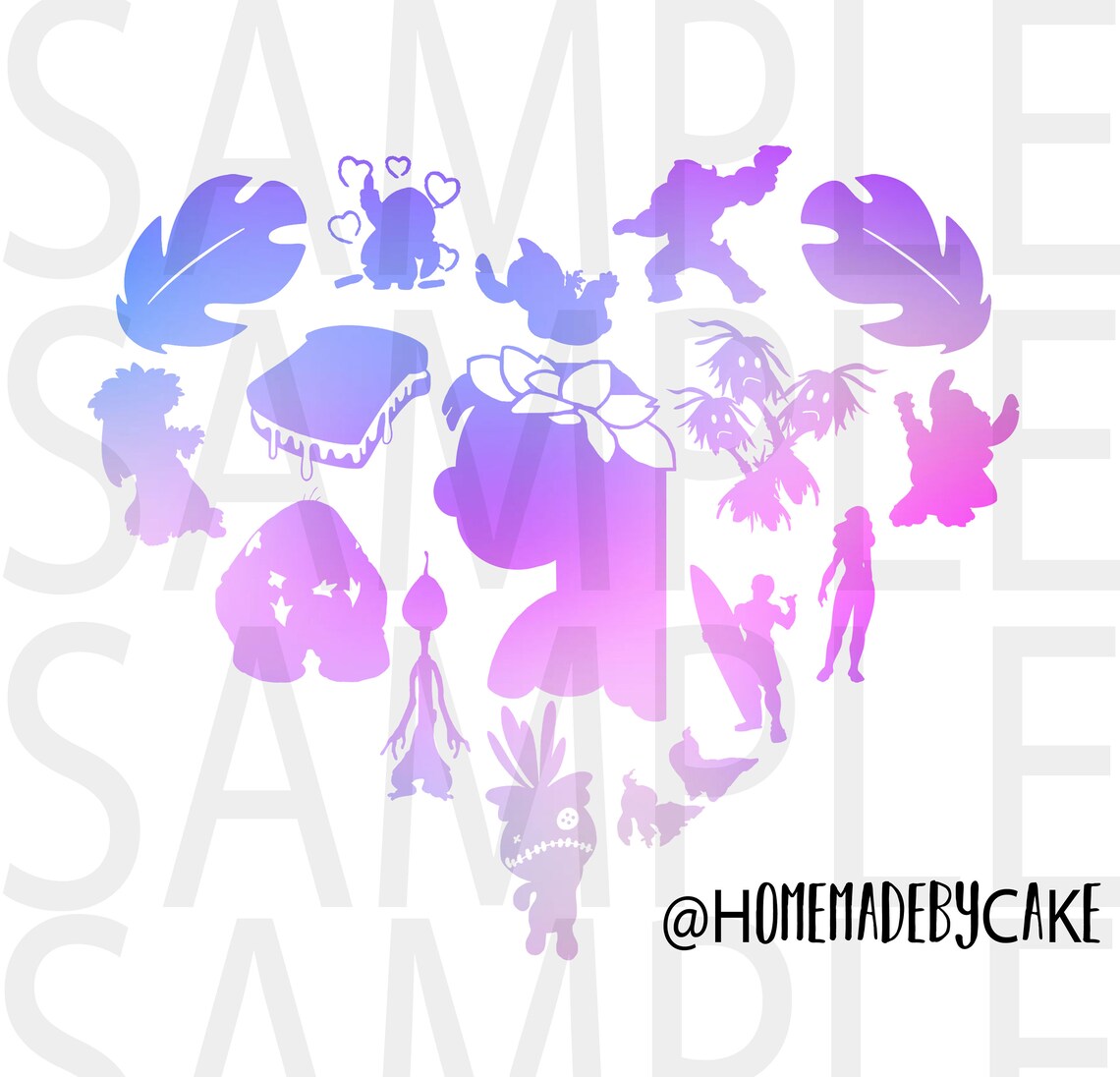 Lilo and Stitch | Lilo Silhouette Heart Shape Clipart Multicolor Design ...