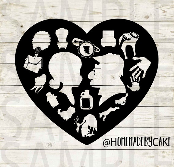 UP Ellie and Carl Clipart Silhouette Cutout Heart Shape - Etsy