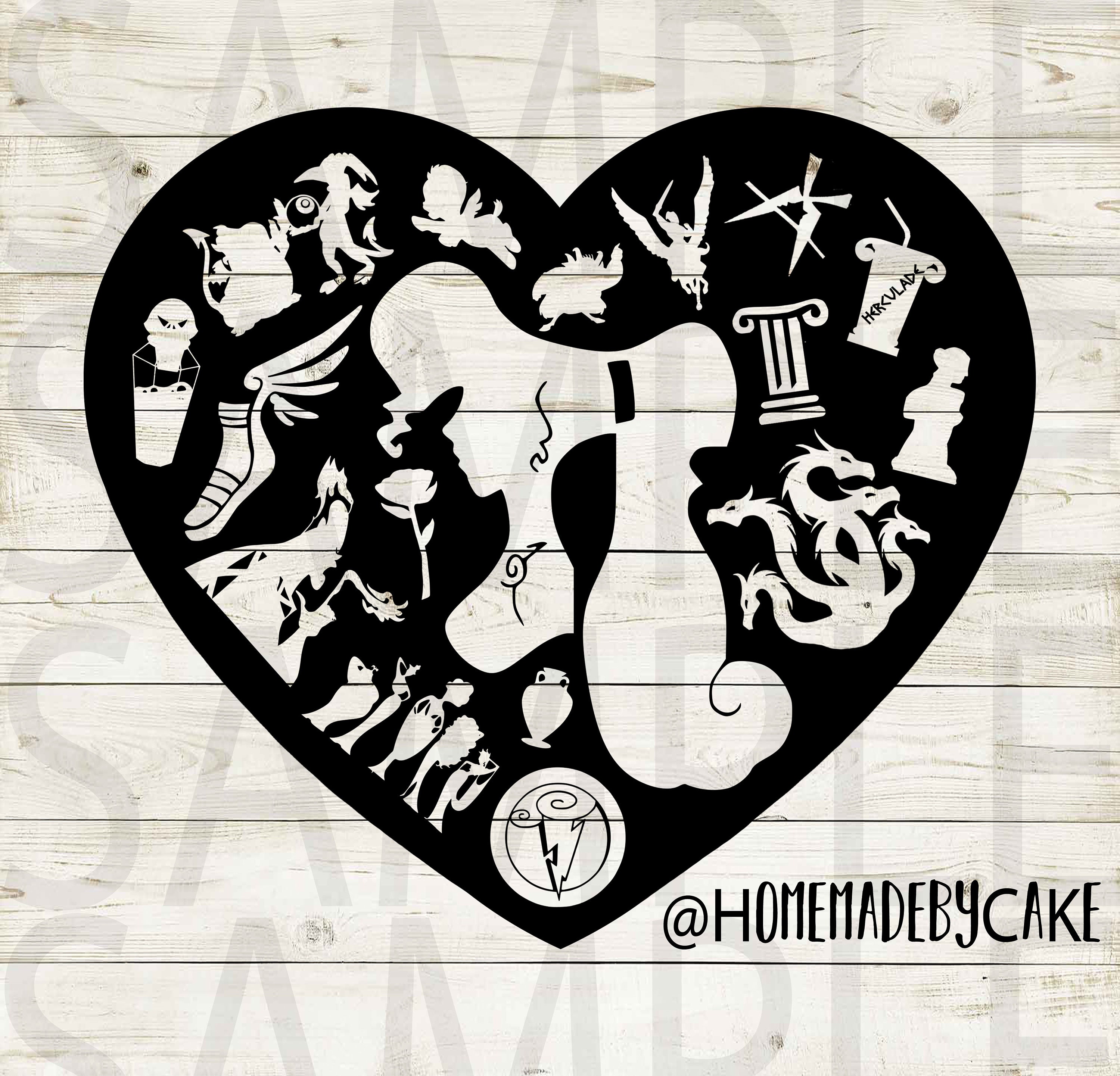 Hercules Megara Clipart Silhouette Bundle Heart and Cutout Design ...