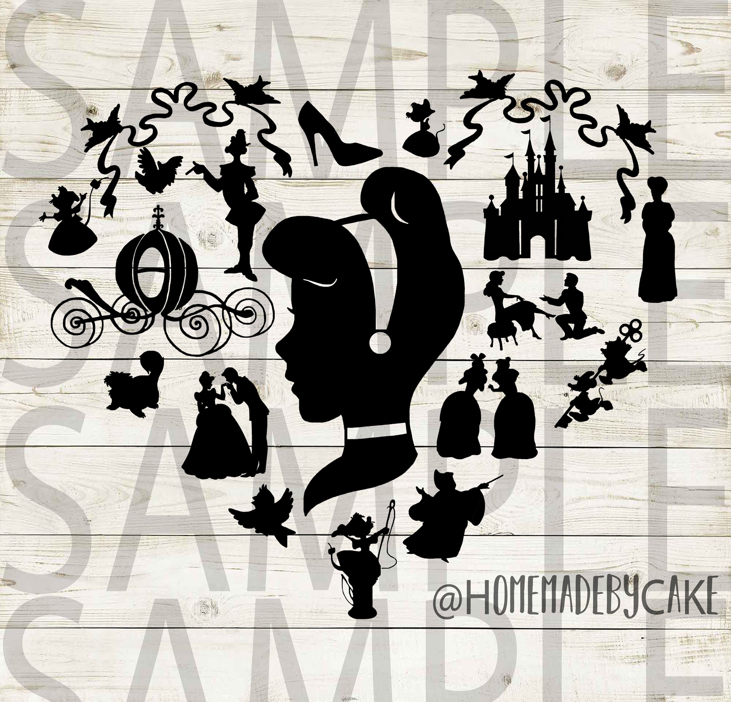 Cinderella Clipart Silhouette | Heart Design Artwork | Instant Digital ...