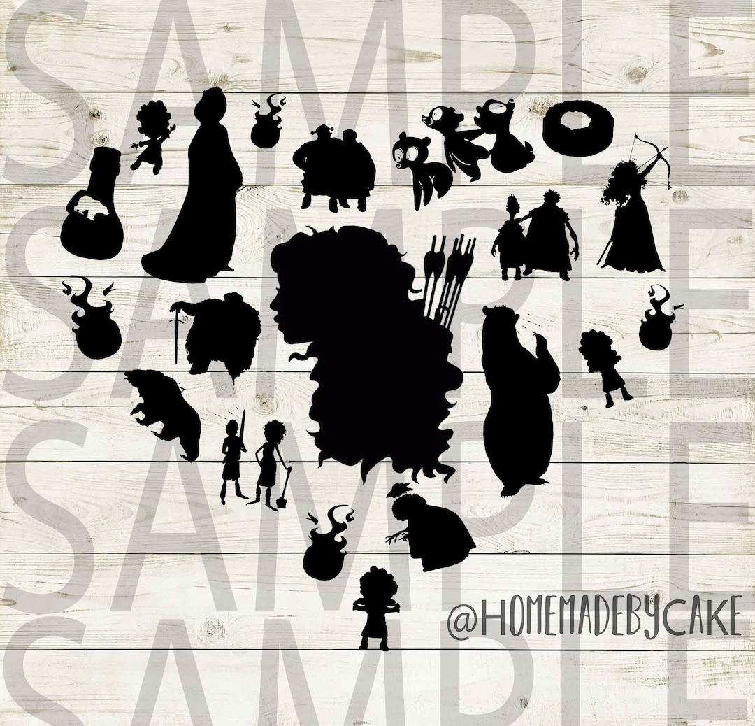 Brave | Merida Clipart Silhouette | Heart Design Artwork | Instant ...