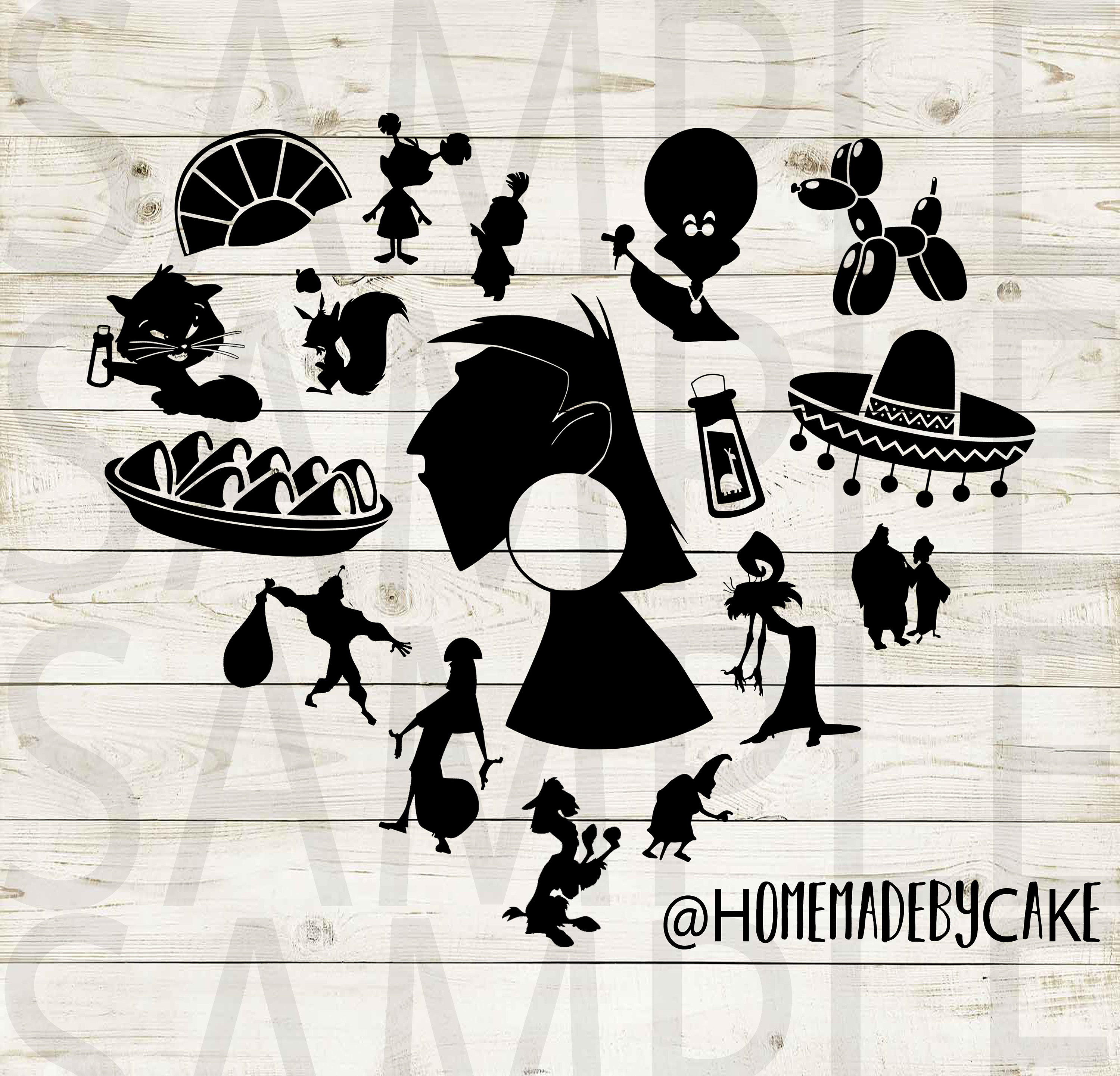 The Emperor's New Groove Kuzco Clipart Silhouette Bundle Heart and ...