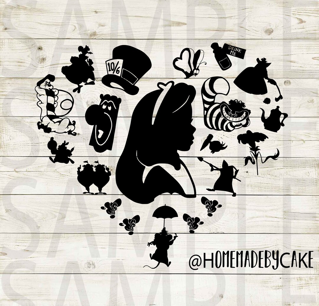 Alice in Wonderland | Alice Clipart Silhouette | Heart Design Artwork ...
