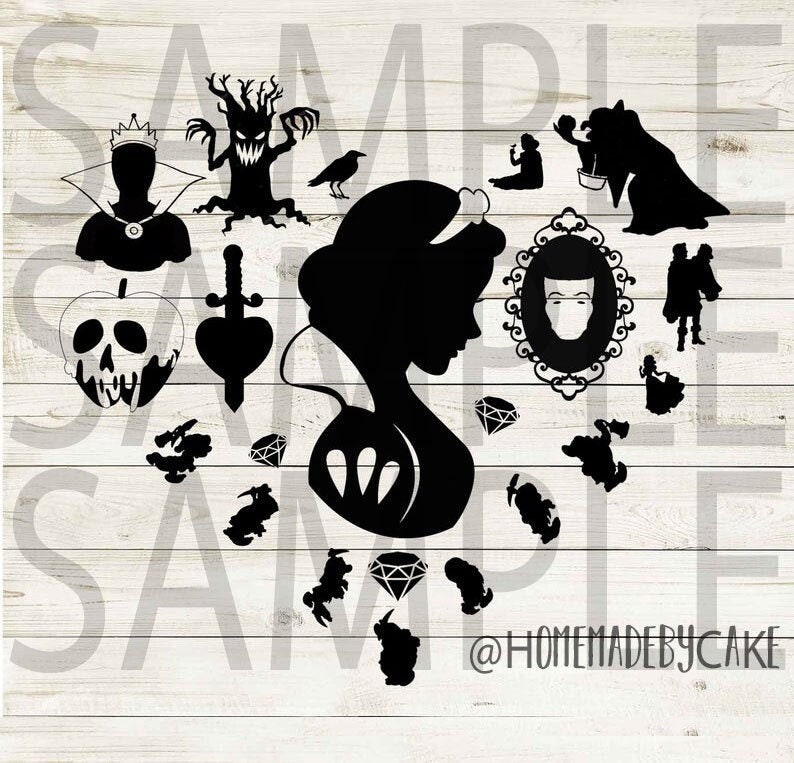 Snow White Clipart Silhouette Heart Design Artwork Instant - Etsy